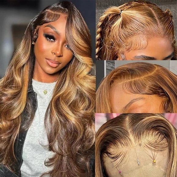 Hair | Ombre 427 Highlight Body Wave Hair Wig Human Hair 28 Inches 18 ...
